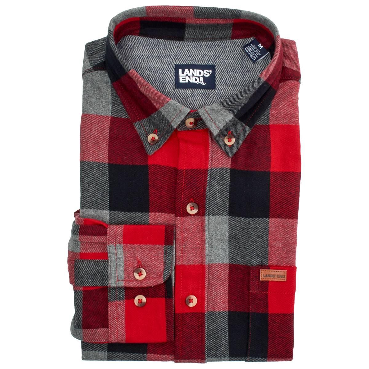Click here for Mens LANDS END(R) Long Sleeve Flannel Shirt - Red prices