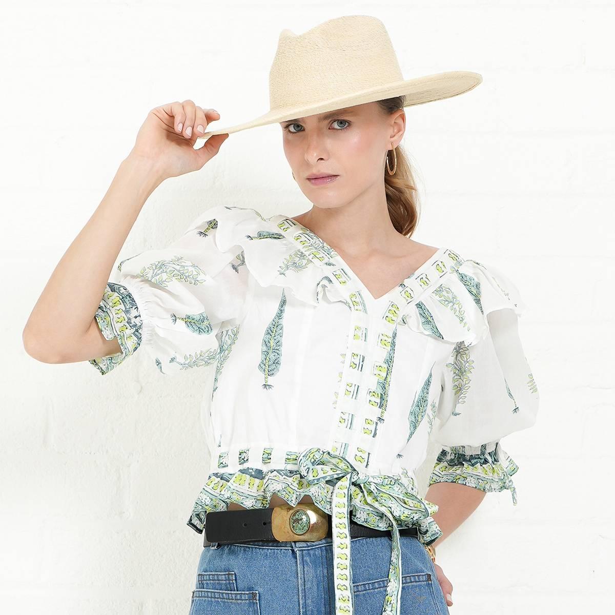 Click here for Womens MNK Elbow Sleeve V Neck Ruffle Blouse prices