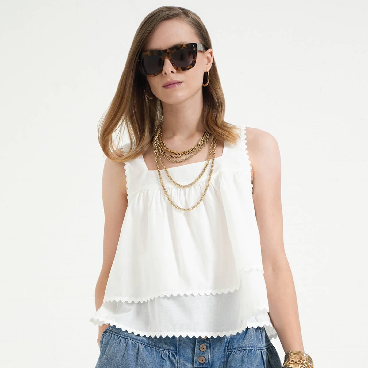 Click here for Womens MNK Sleeveless Square Neck Woven Blouse prices