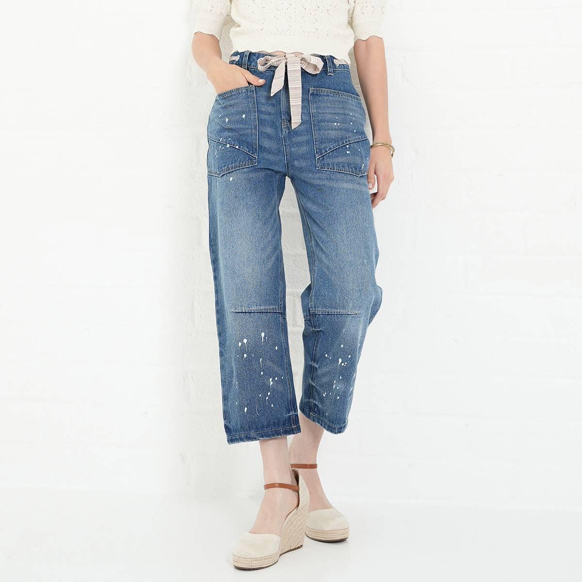 Click here for Womens MNK Straight Leg Splatter Jeans with Belt prices
