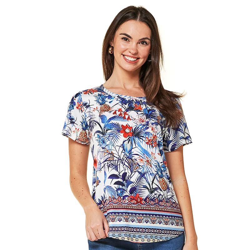 Click here for Plus Size OneWorld Short Sleeve Crew Neck Sublimat... prices