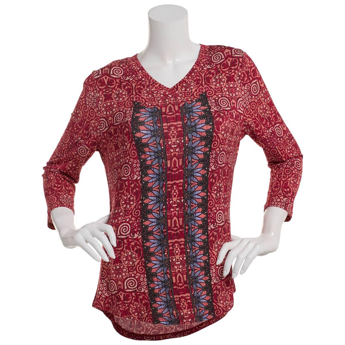 Click here for Womens OneWorld 3/4 Sleeve V-Neck Marry Bella Subl... prices