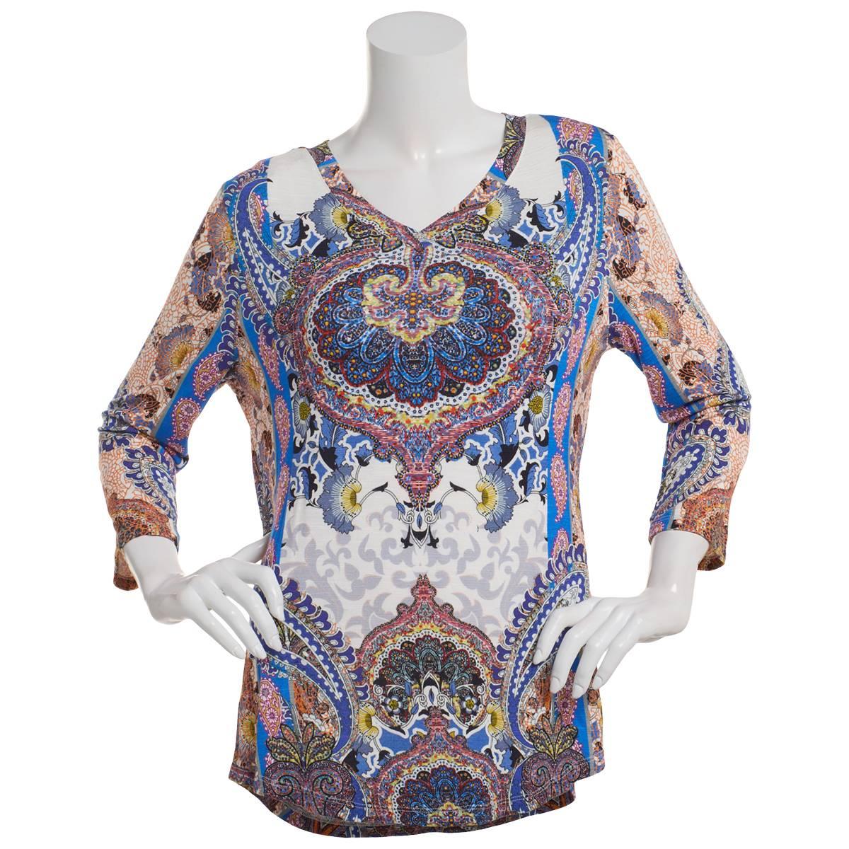 Click here for Womens OneWorld 3/4 Sleeve V-Neck Love Affair Subl... prices