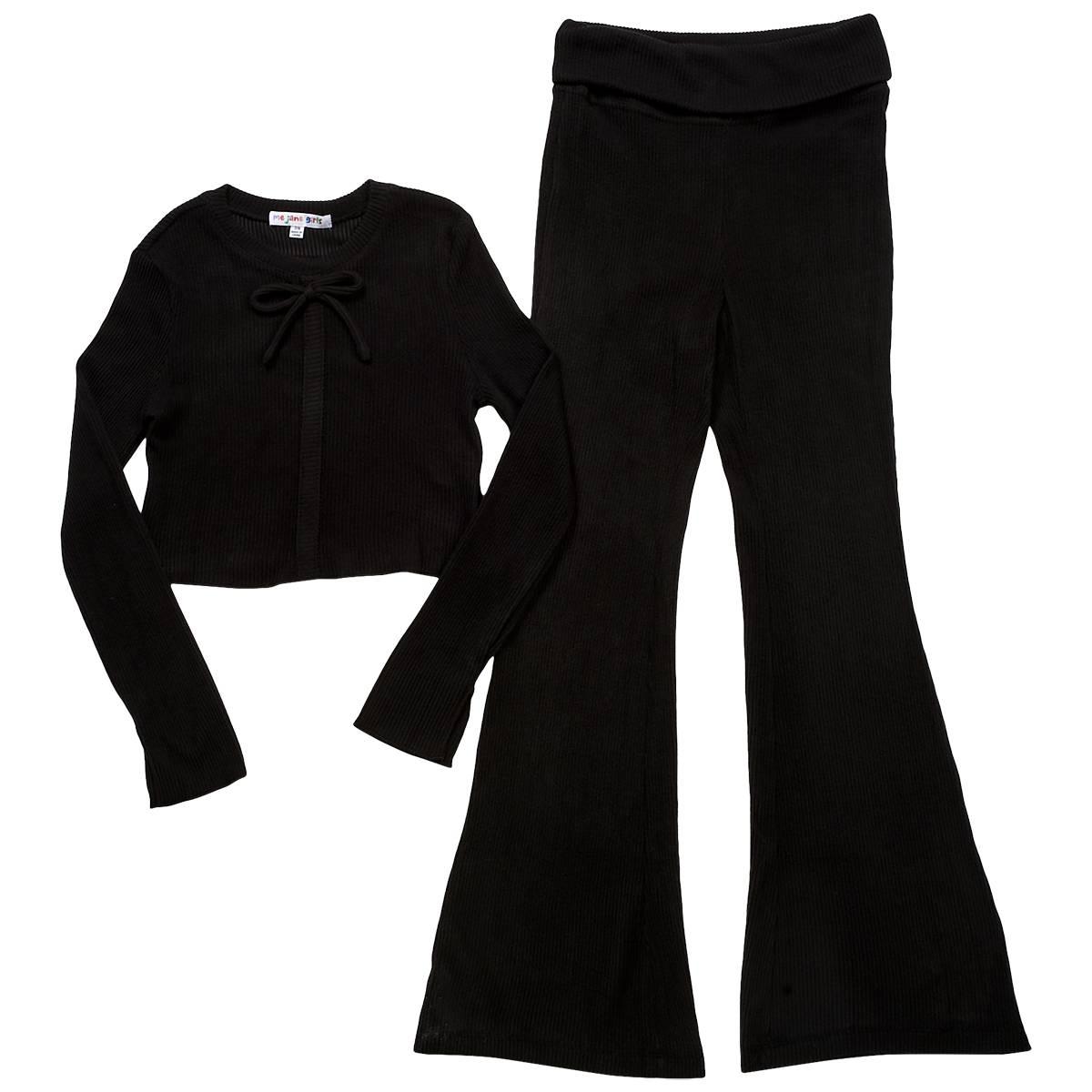 Click here for Girls (7-16) Me Jane Bow Front Ribbed Top with Fla... prices