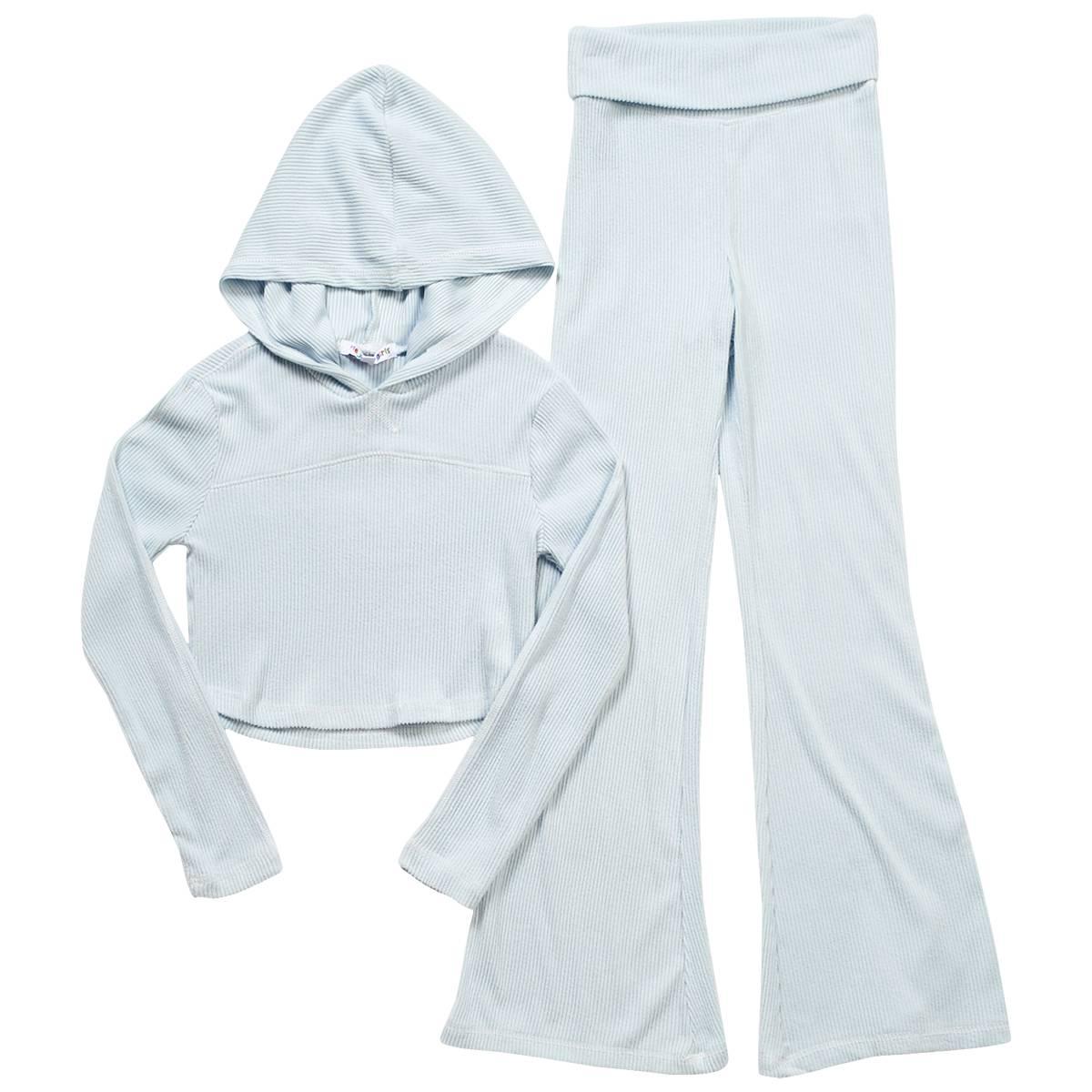 Click here for Girls (7-16) Me Jane Solid Rib Hooded Top & Rib Fl... prices
