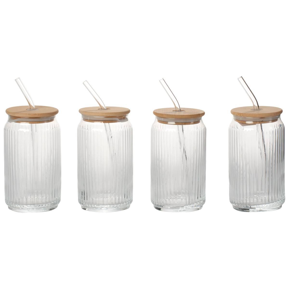Click here for Circle Lido Soda Glass Sippers with Bamboo Lids -... prices