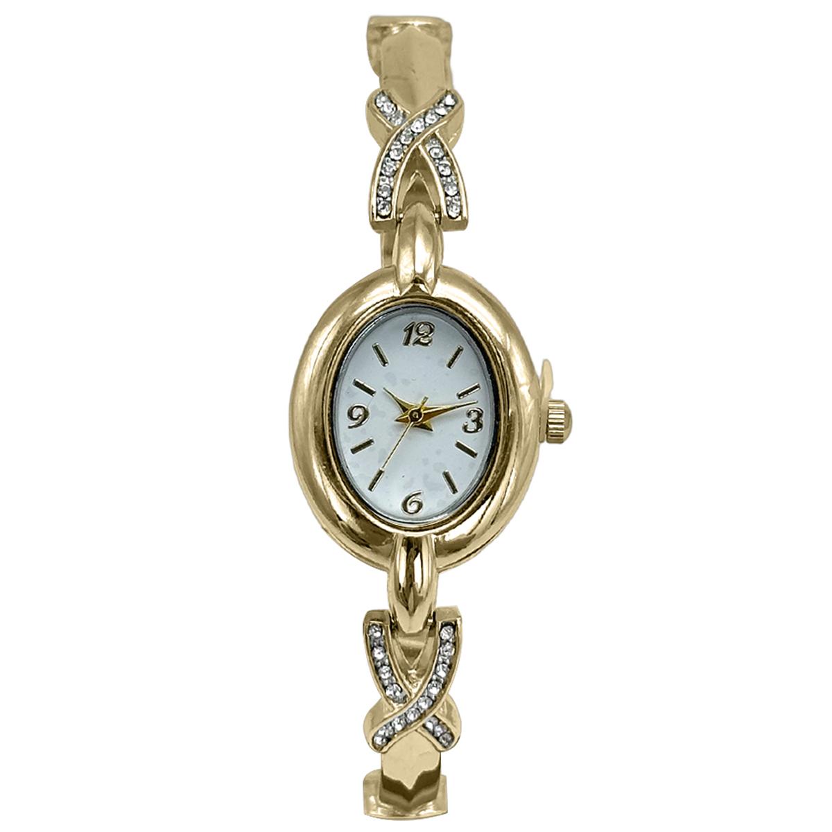 Click here for Womens White Oval Easy-Read Dial Gold Quartz Watch... prices