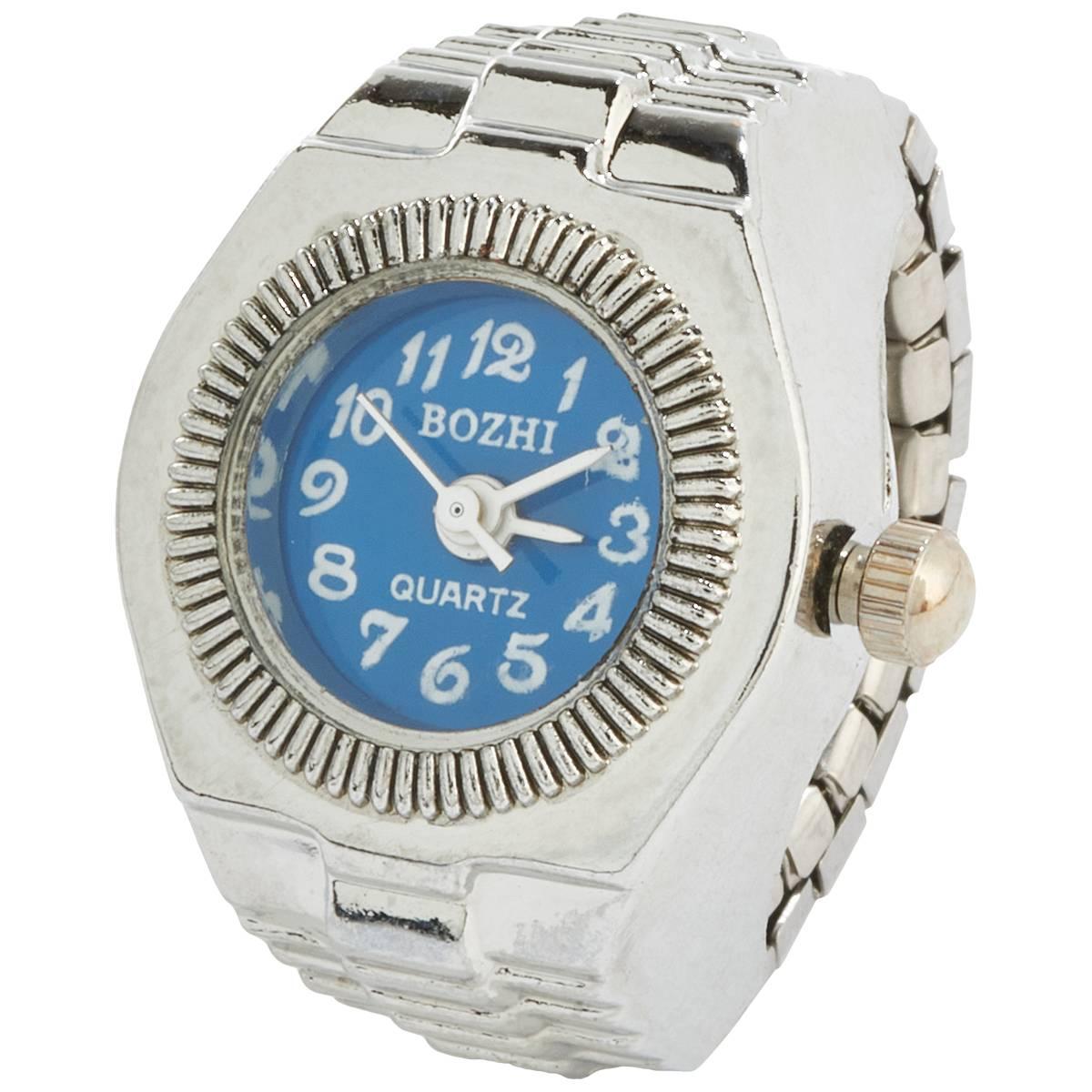 Click here for Womens Silver-Tone Blue Round Dial Quartz Ring Wat... prices