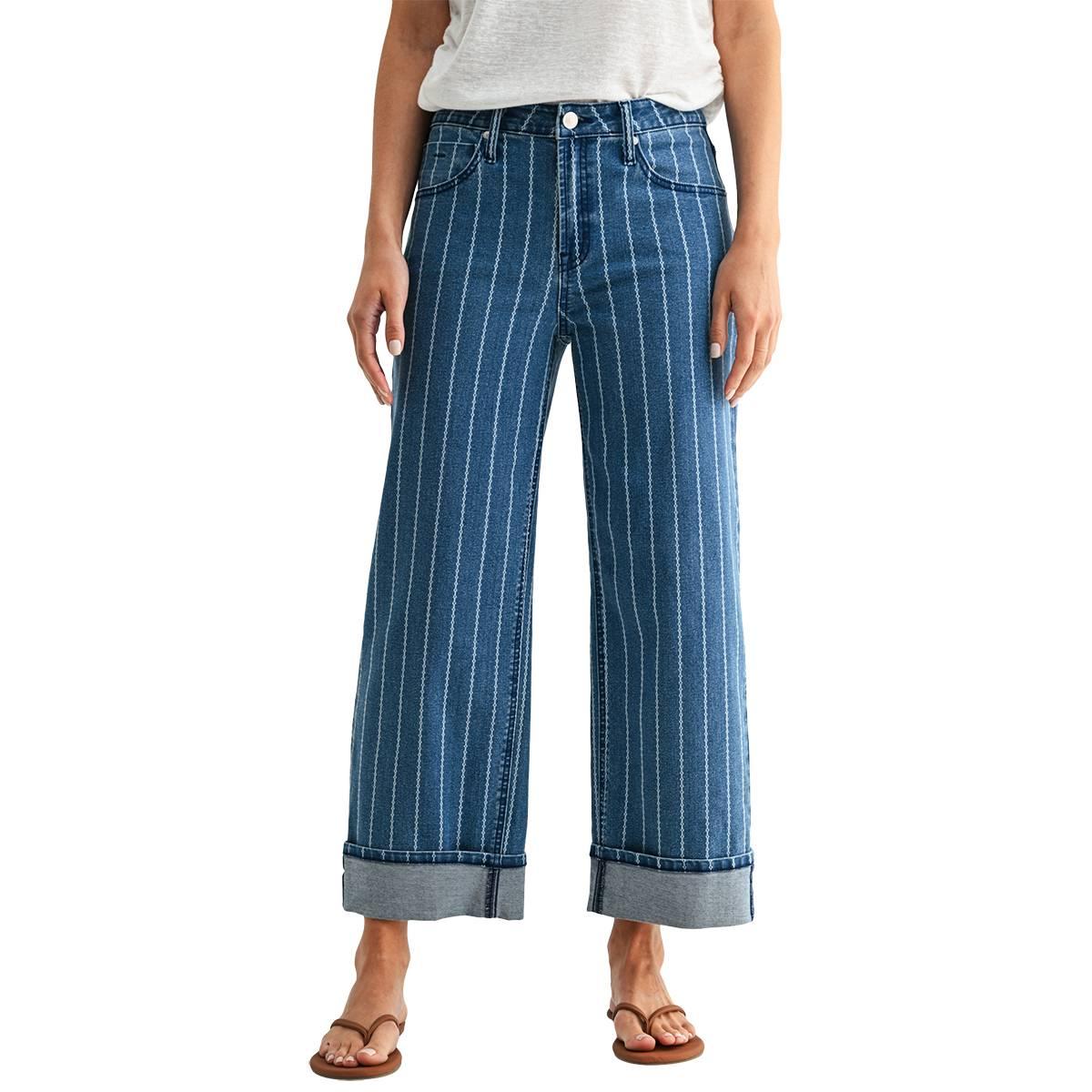 Click here for Womens CITY BLUES Striped 5-Pocket Straight Leg Cu... prices