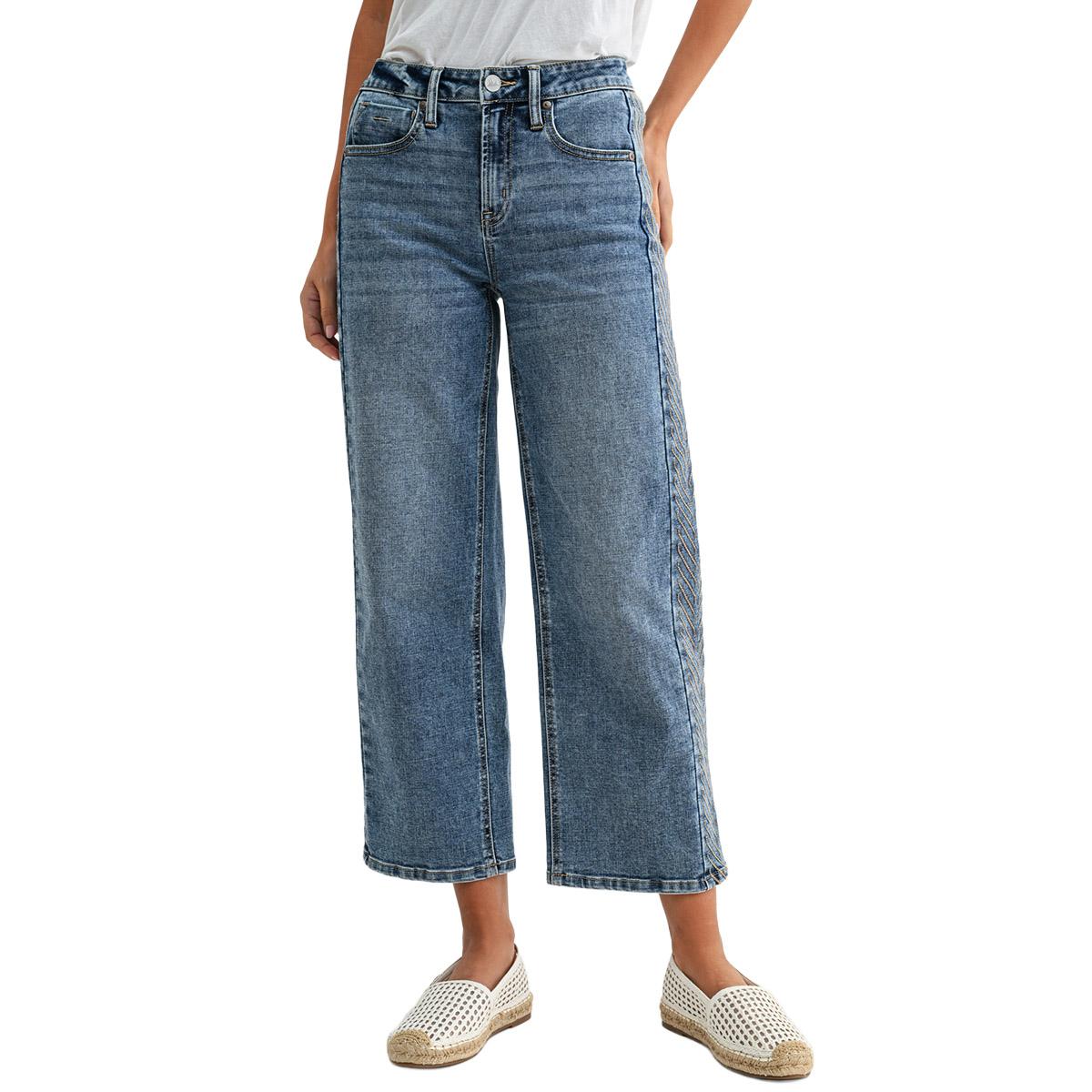 Click here for Womens CITY BLUES Embroidered Side Wide Leg Jeans prices