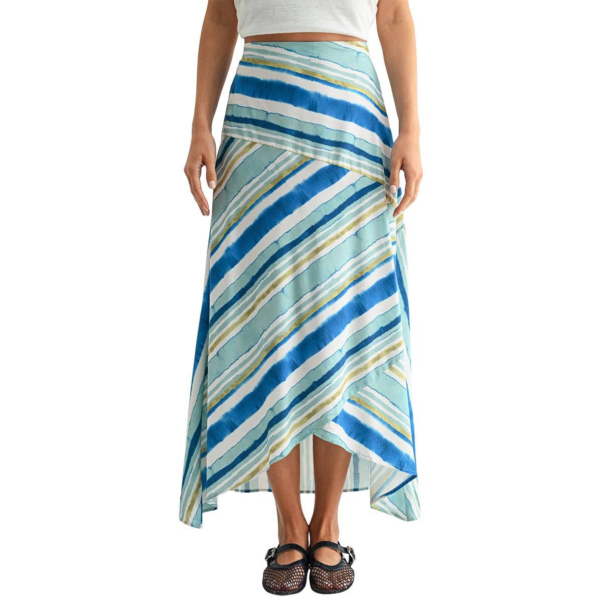 Click here for Womens CITY BLUES Spliced Stripe High Low Skirt prices