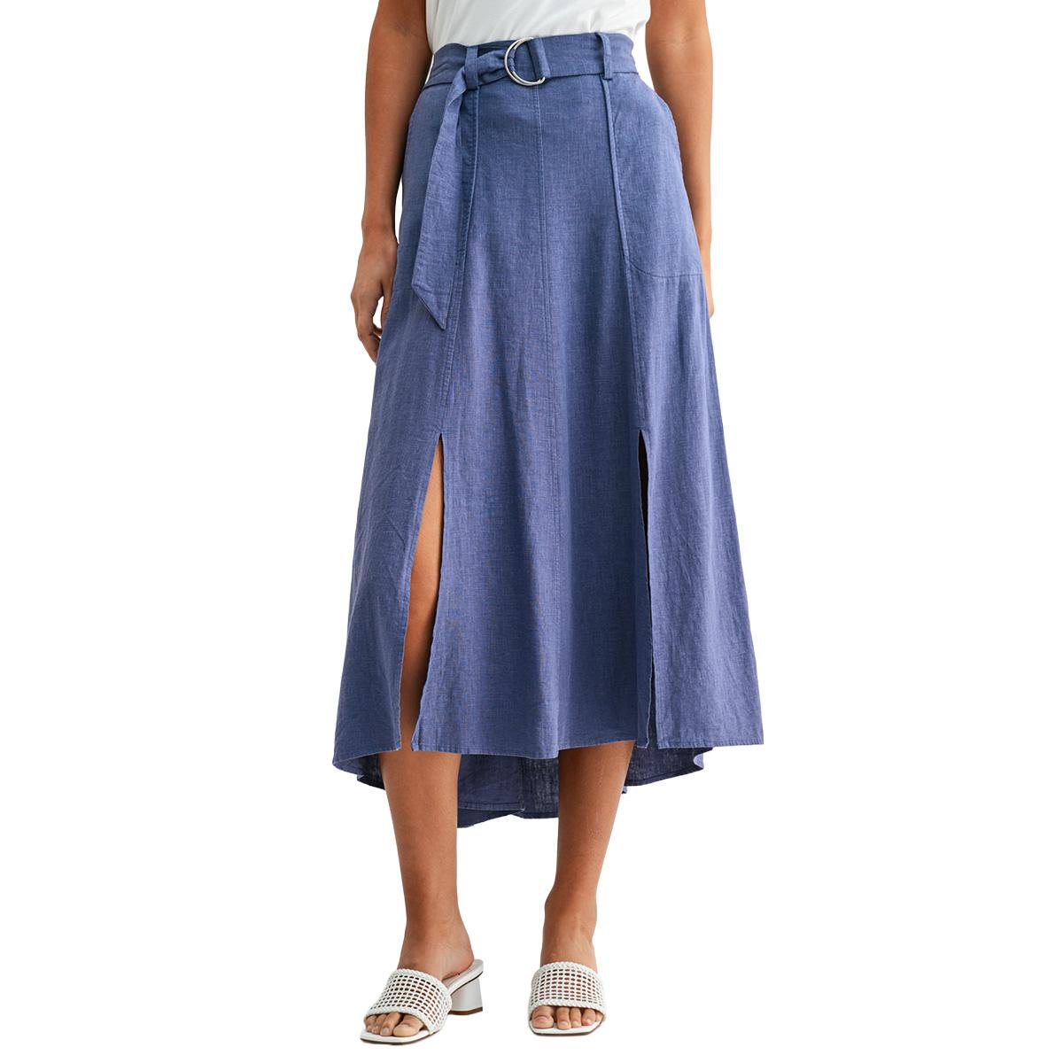Click here for Womens CITY BLUES Double Slit Belted Waist Midi Sk... prices