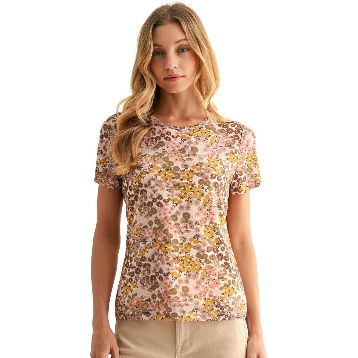 Click here for Womens CITY BLUES Short Sleeve Floral Mesh Tee prices
