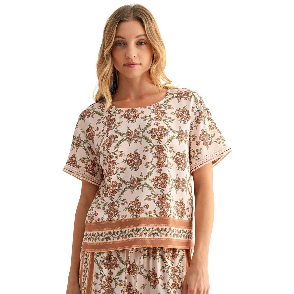 Click here for Womens CITY BLUES Short Sleeve Floral Vine Blouse prices