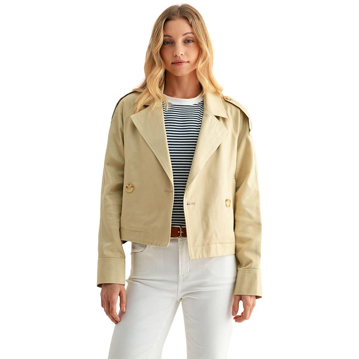 Click here for Womens CITY BLUES Cropped Trench Coat Jacket prices