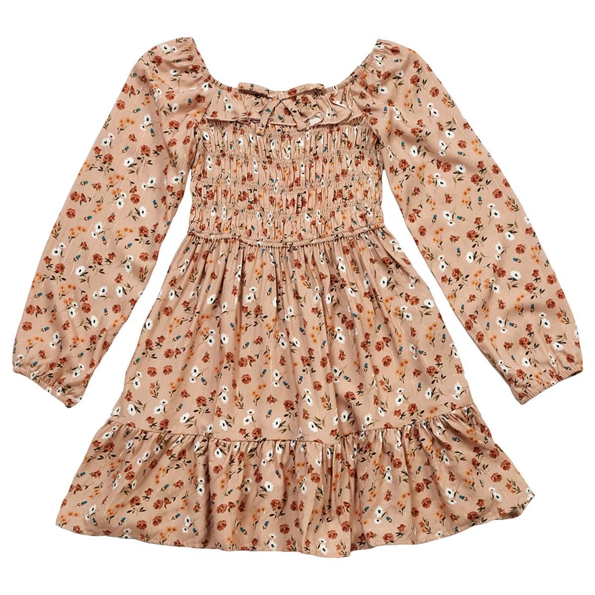Click here for Girls(7-16) Lexi Jules Long Sleeve Smocked Top Flo... prices