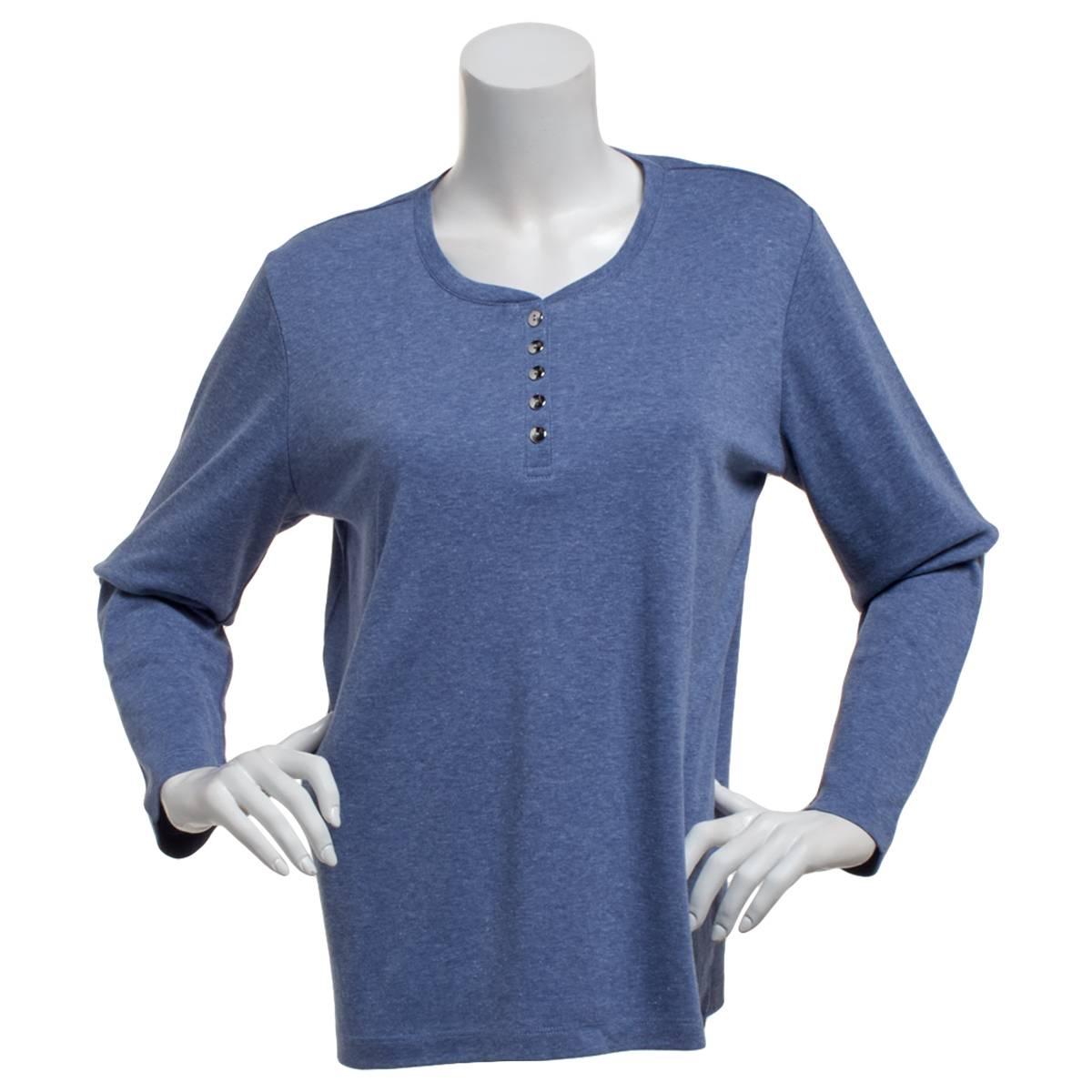 Click here for Petite Hasting & Smith Long Sleeve Solid Henley Te... prices
