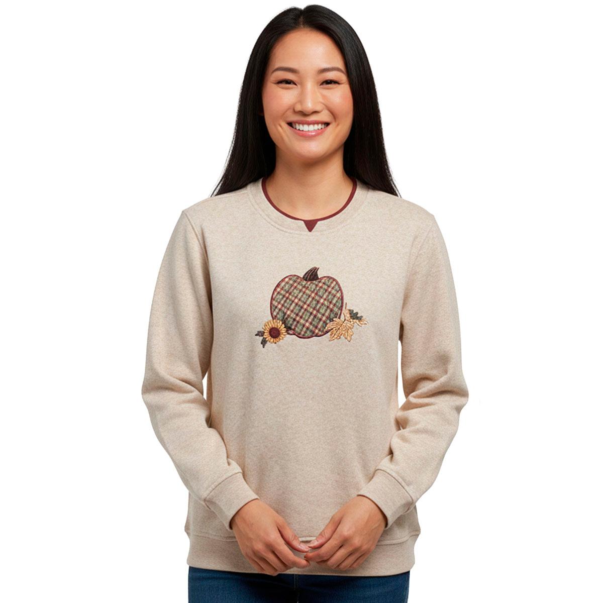 Click here for Petite Hasting & Smith Patchwork Pumpkin Fleece Sw... prices