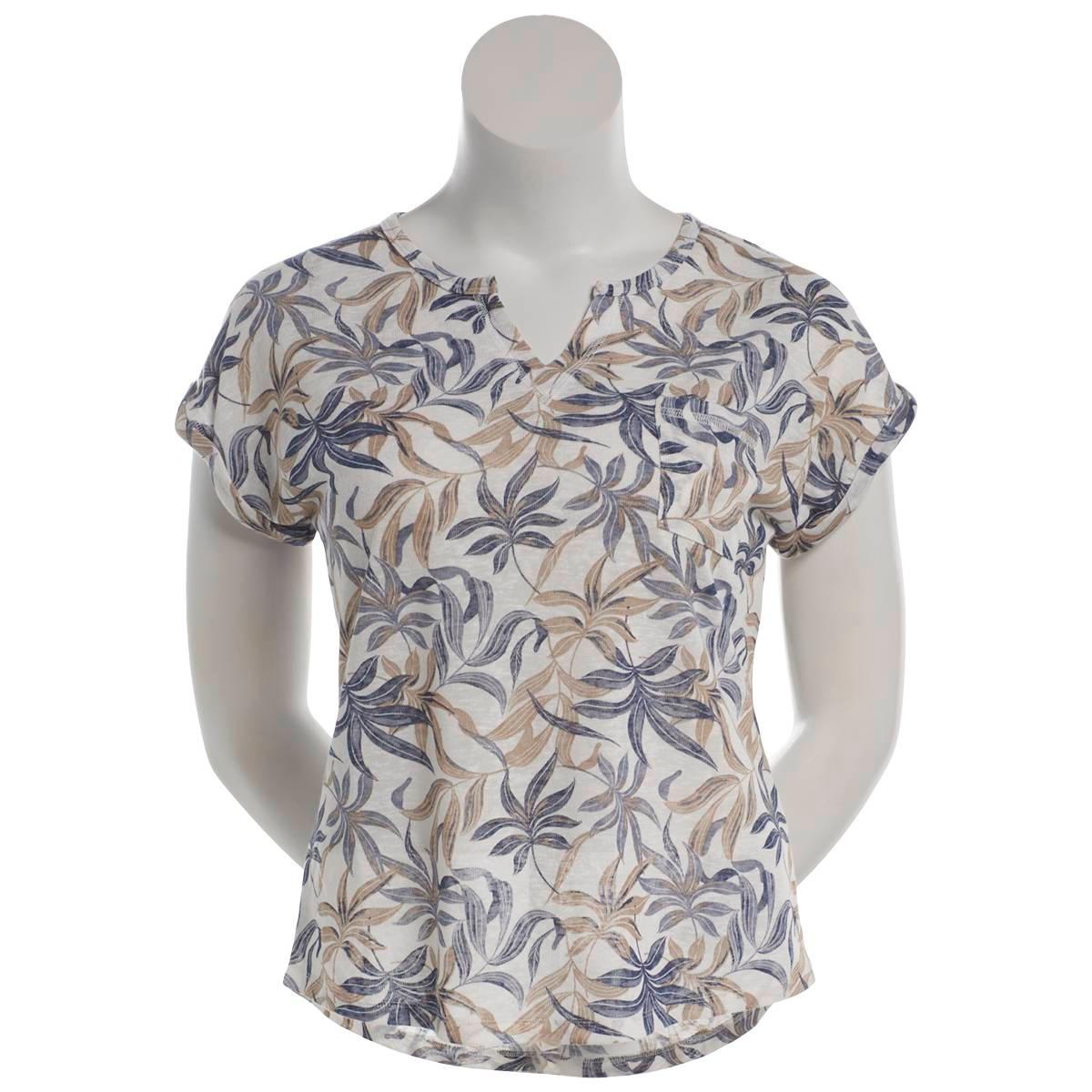 Click here for Womens Architect(R) Short Sleeve Split Neck Leaf T... prices