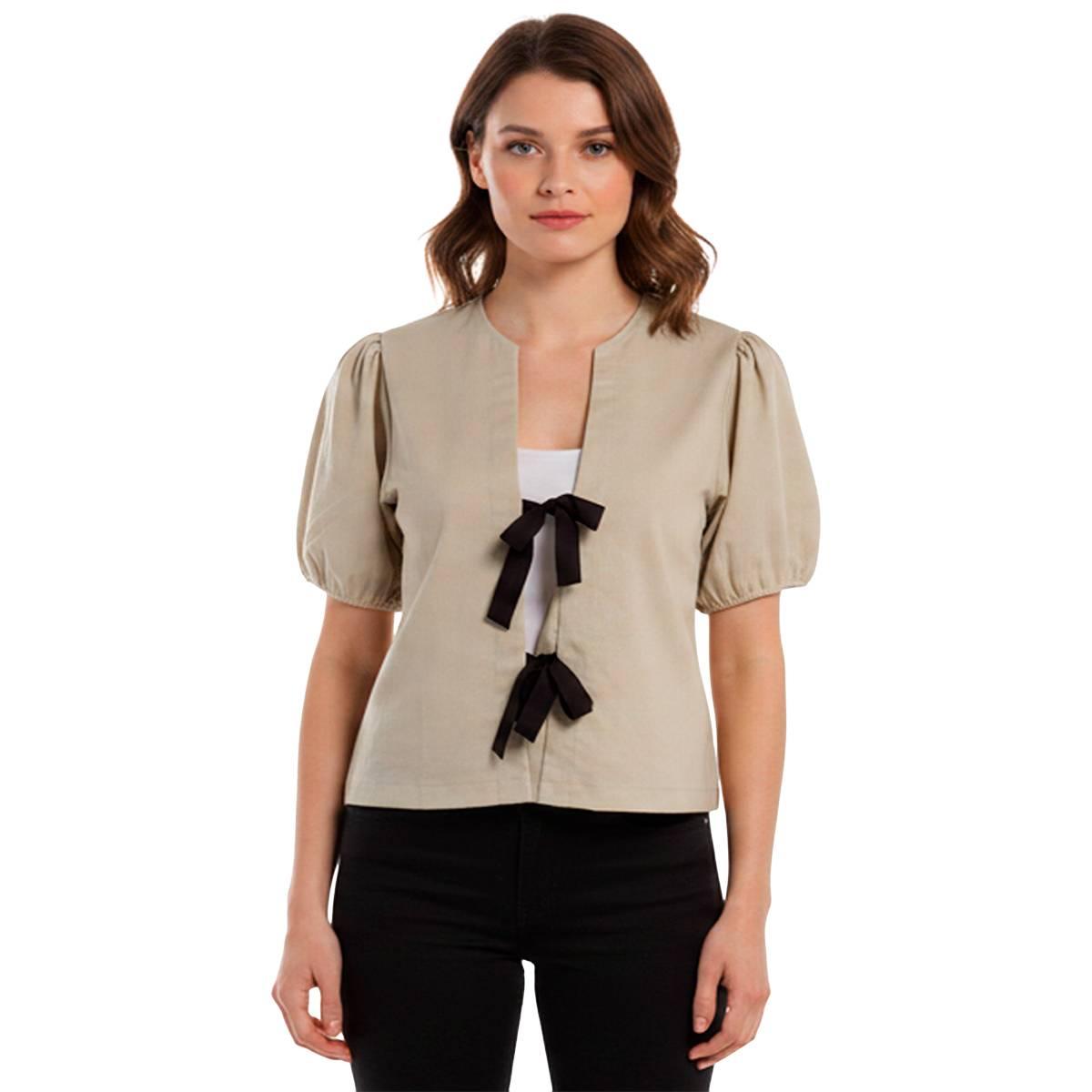 Click here for Petite Architect(R) Puff Sleeve Tie Front Blouse prices