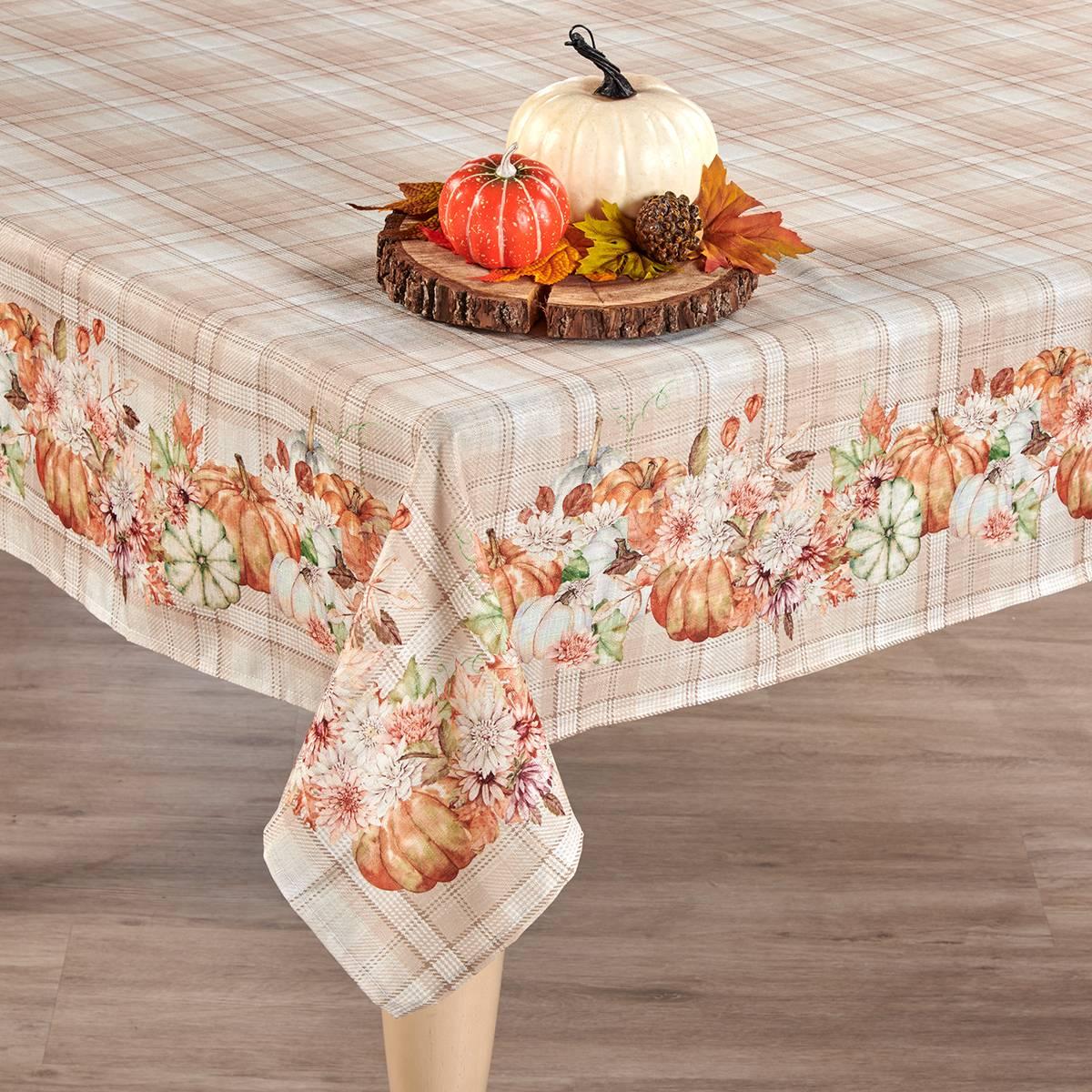 Click here for Willow & Hem Plaid Pumpkin Print Fabric Tablecloth prices