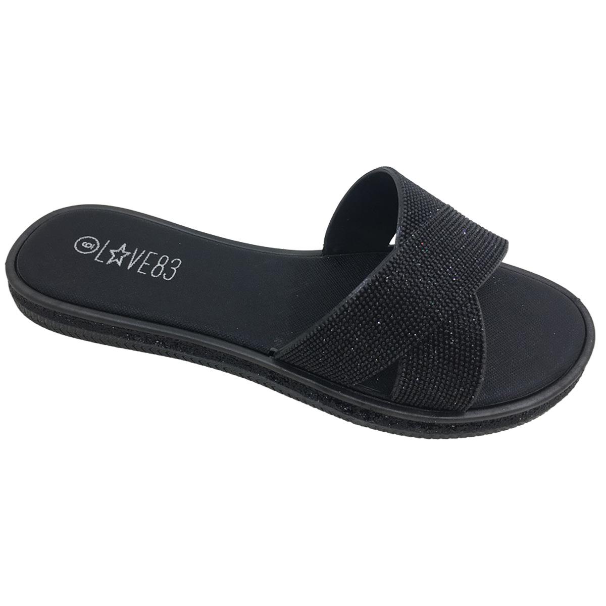 Click here for Womens Love 83 Black Cross Band Sandals prices