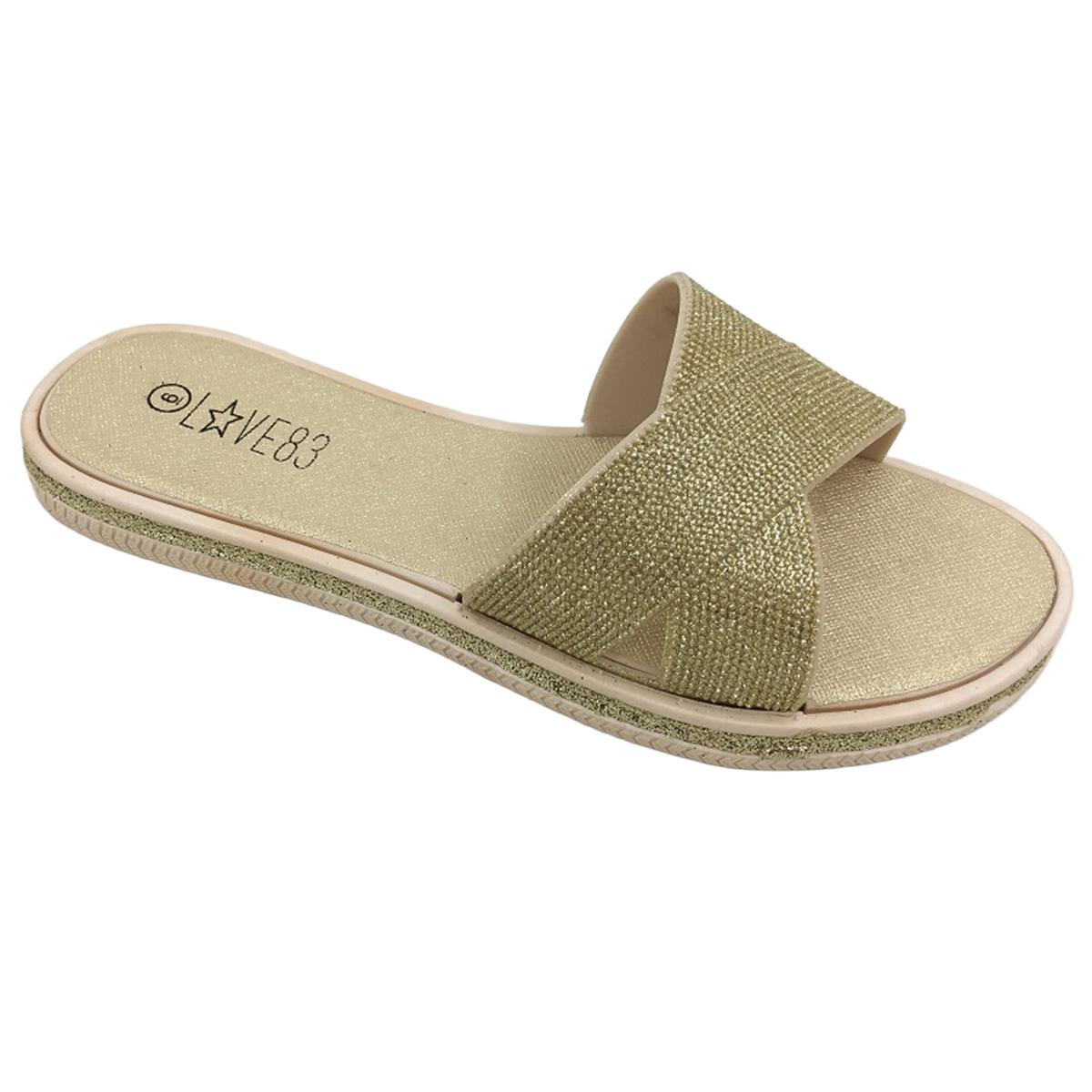 Click here for Womens Love 83 Gold Cross Band Jelly Sandals prices