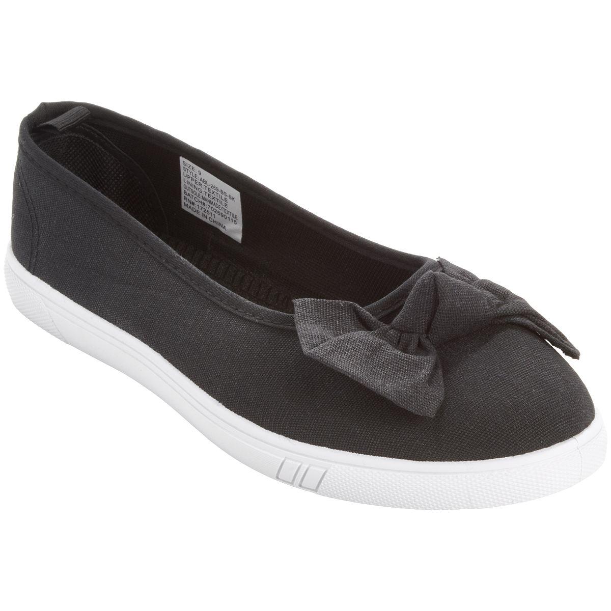 Click here for Womens Ashley Blue Canvas with Bow Slip On Flats prices