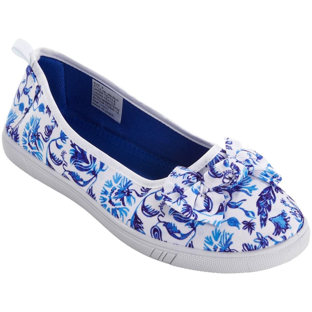Click here for Womens Ashley Blue Floral Blue Canvas Flats prices