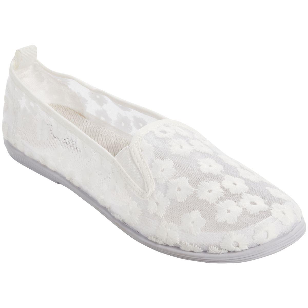 Click here for Womens Ashley Blue Canvas Lace Slip On Flats prices