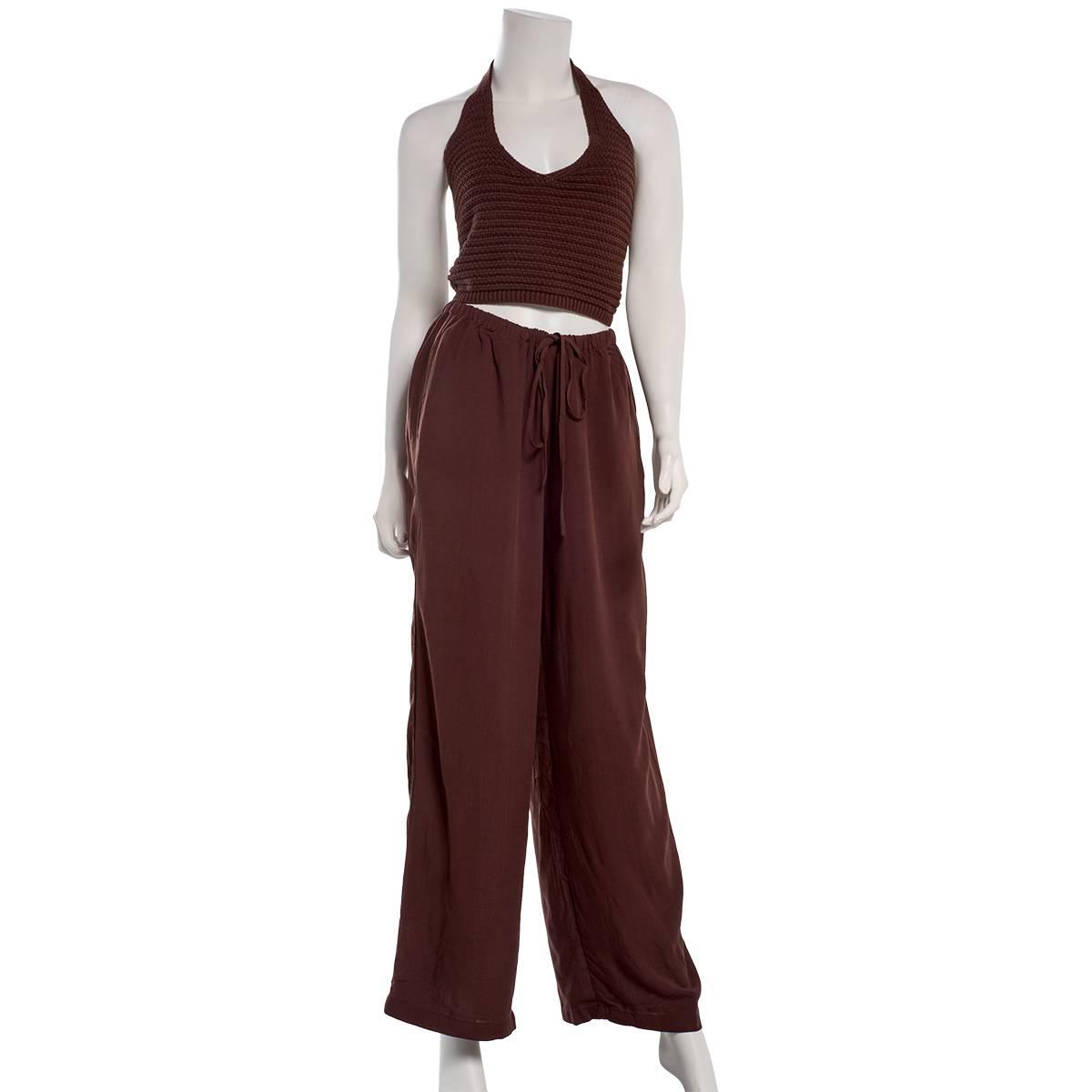Click here for Juniors Hunter & Brown Knit Halter Top Wide Leg Pa... prices