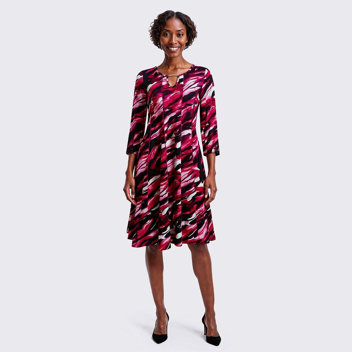 Click here for Womens Sami & Jo 3/4 Sleeve Abstract Hardware Neck... prices