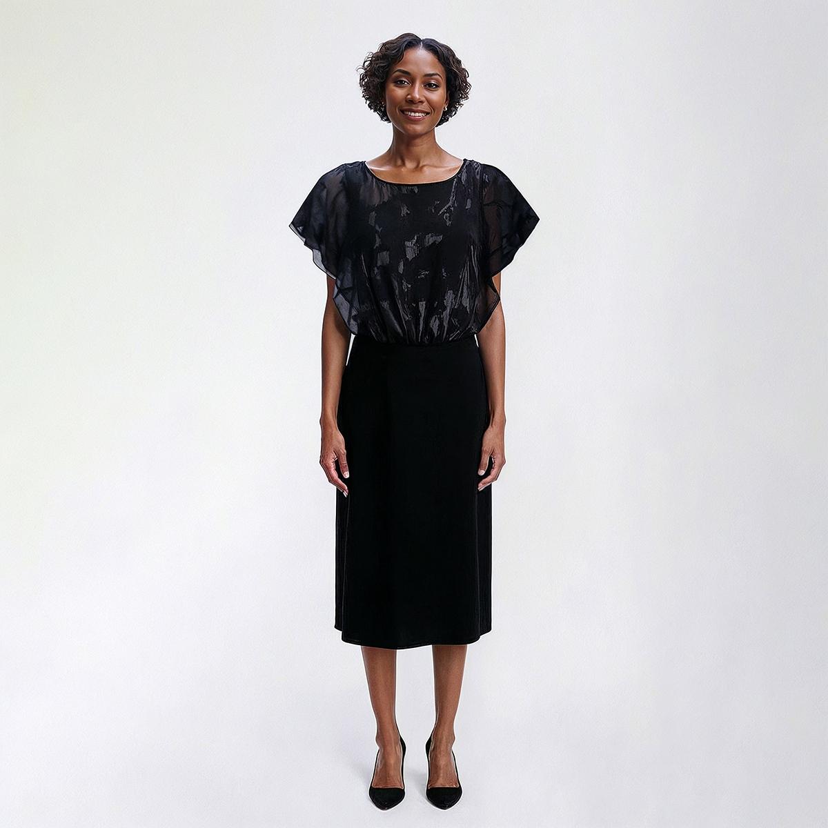 Click here for Womens Connected Apparel Jaquard Overlay Blouson D... prices