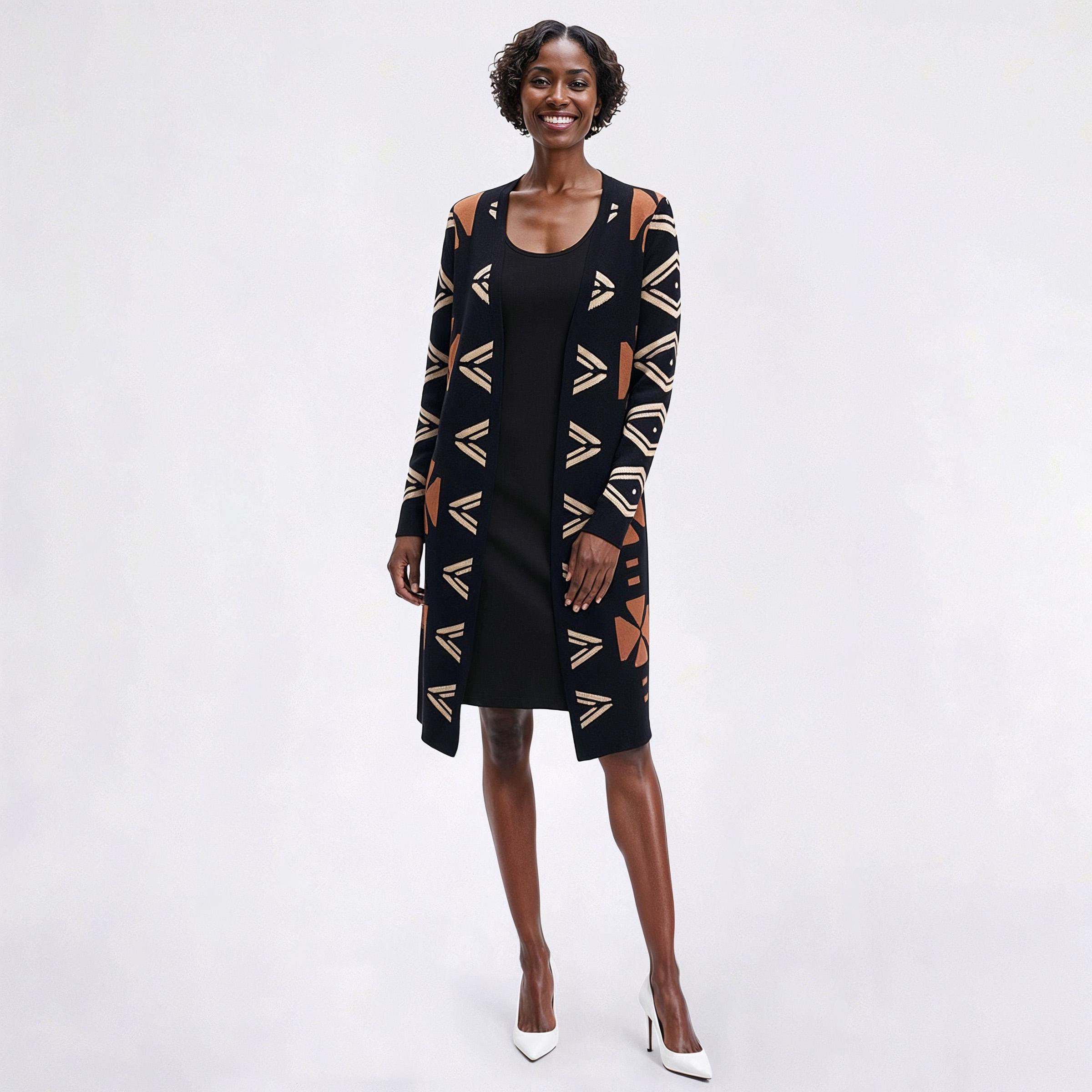 Click here for Womens Nina Leopard Geometric Two In One Jacket Dr... prices