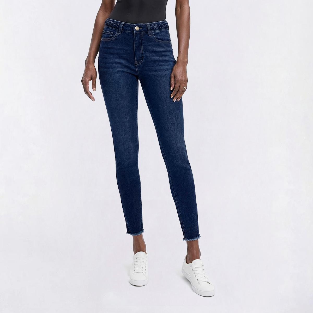 Click here for Petite Bleu Denim Braided Waist Straight Leg Jeans prices