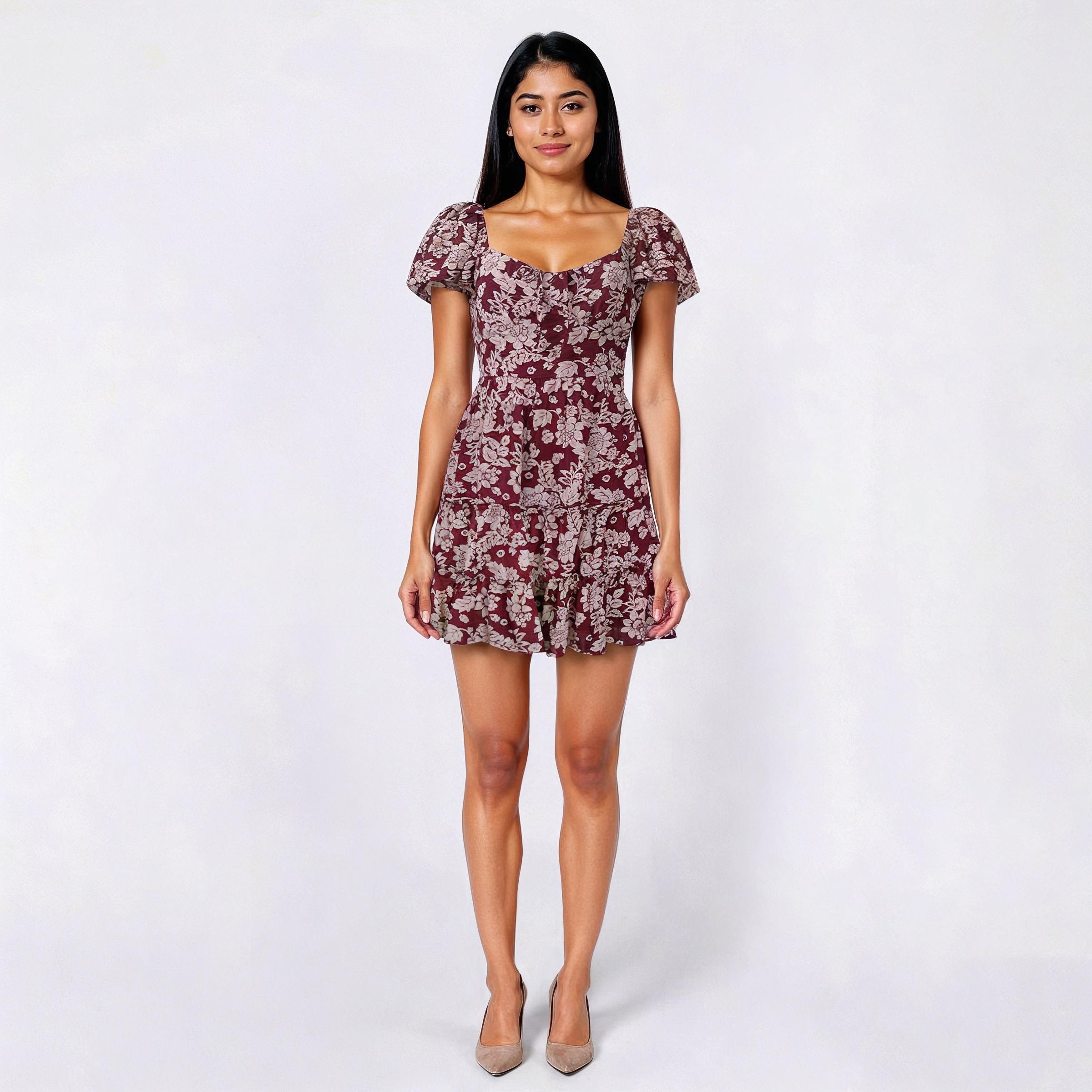 Click here for Juniors Crystal Doll Floral Flutter Sleeve Skater... prices