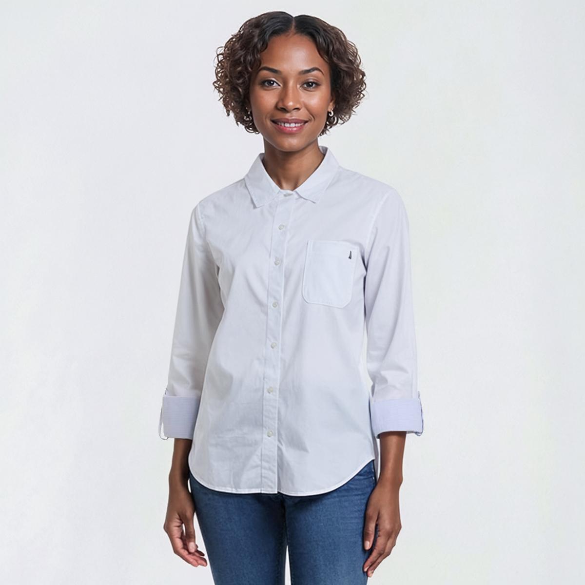 Click here for Womens Nautica Jeans Solid Roll Tab Sleeve Casual... prices