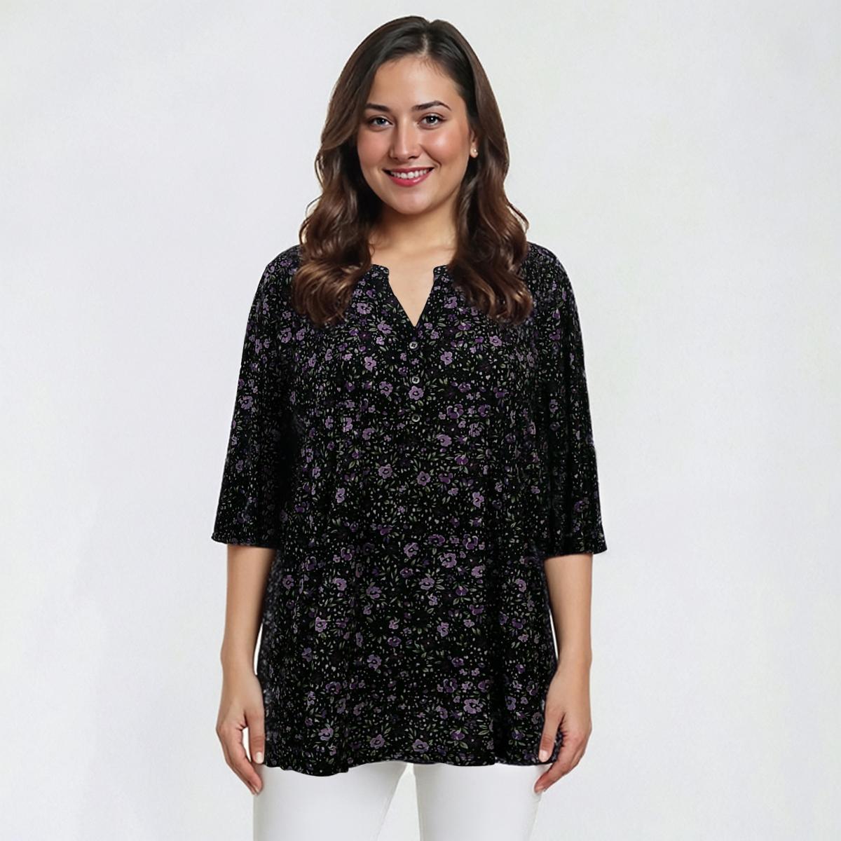 Click here for Plus Size Napa Valley 3/4 Sleeve Abstract Floral H... prices