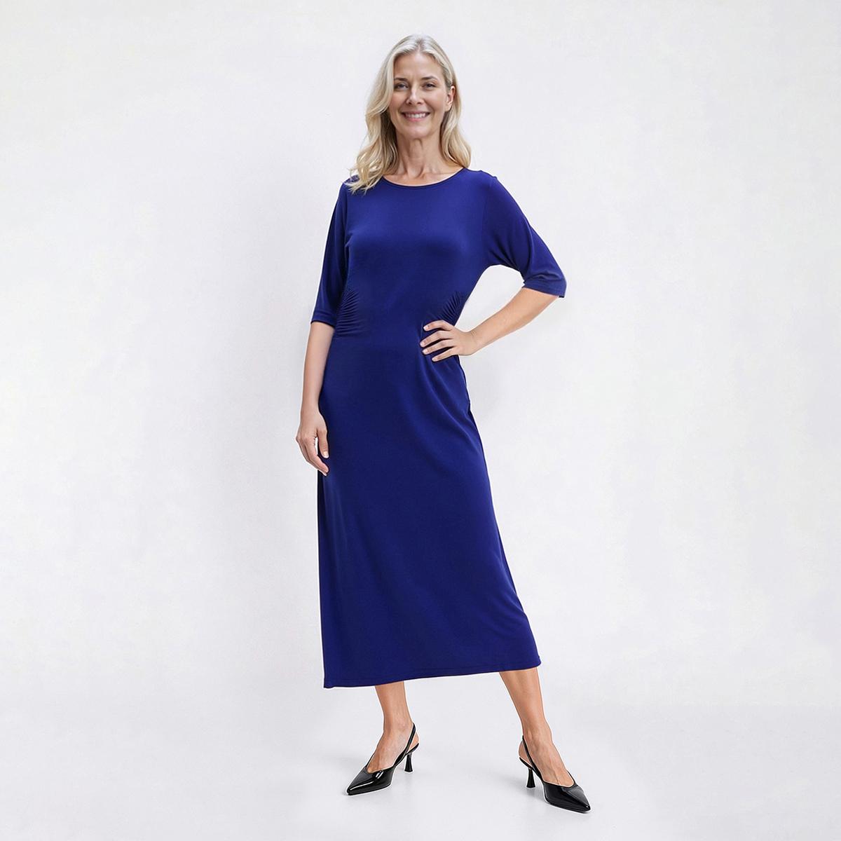 Click here for Womens Emma & Michele Elbow Sleeve Ruched Sheath M... prices