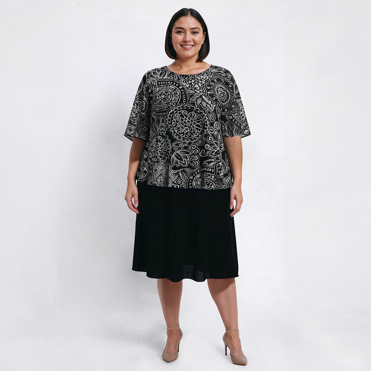 Click here for Plus Size Connected Apparel Capelet Overlay Shift... prices