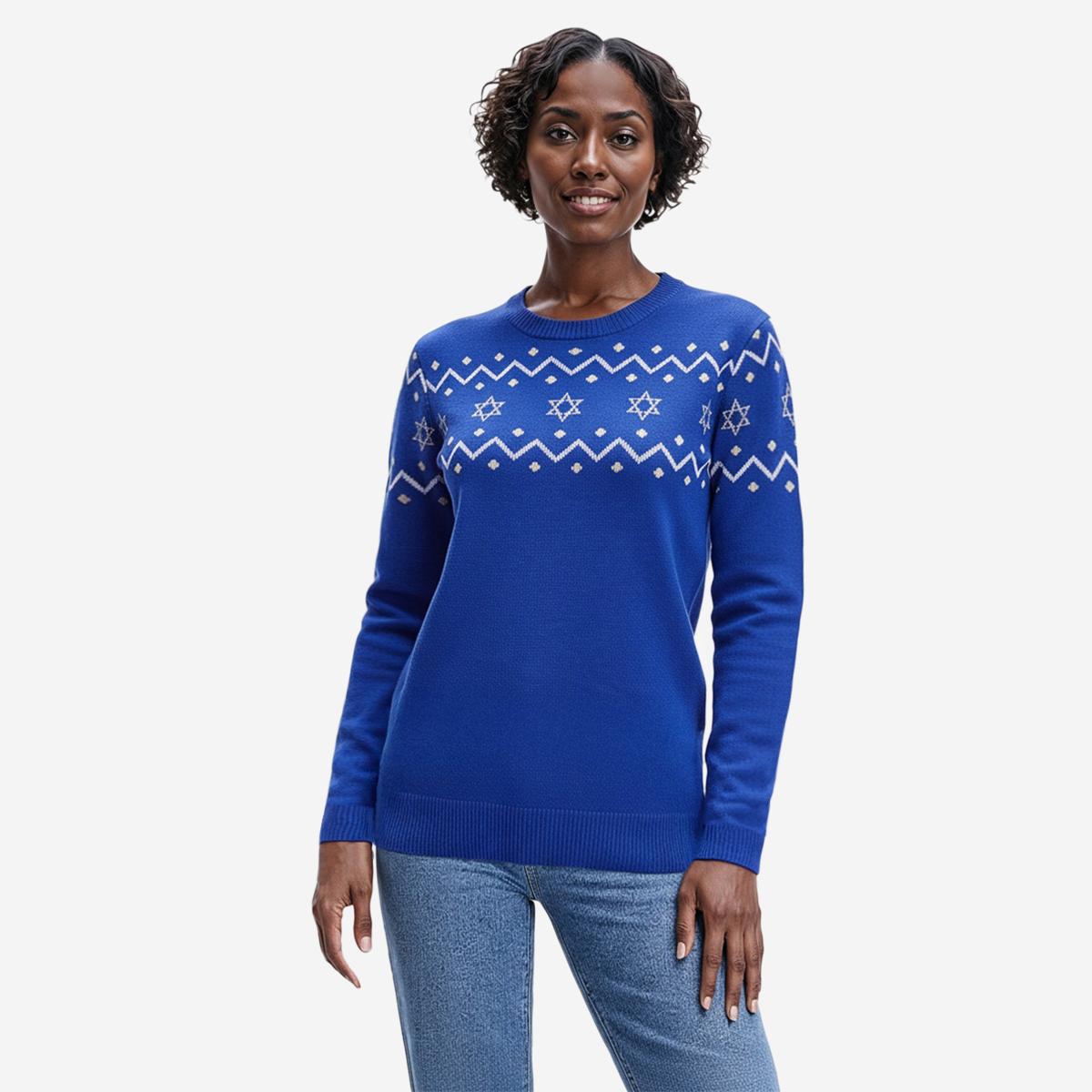 Click here for Petite Retrology Long Sleeve Hanukkah Fair Isle Sw... prices