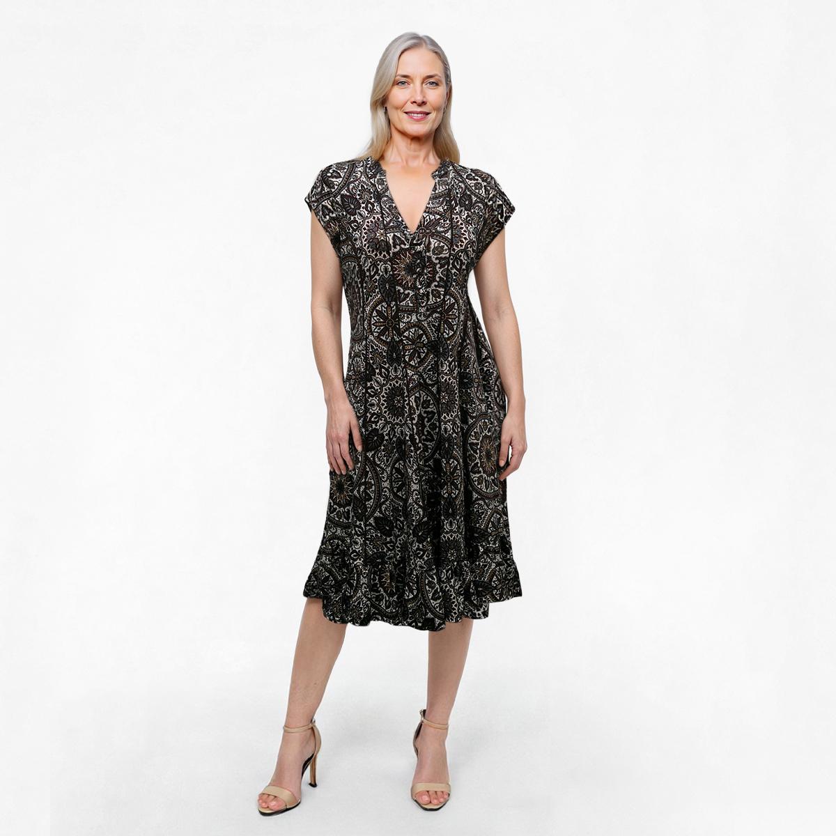 Click here for Womens Sami & Jo Shot Sleeve Keyhole Abstract Fit... prices