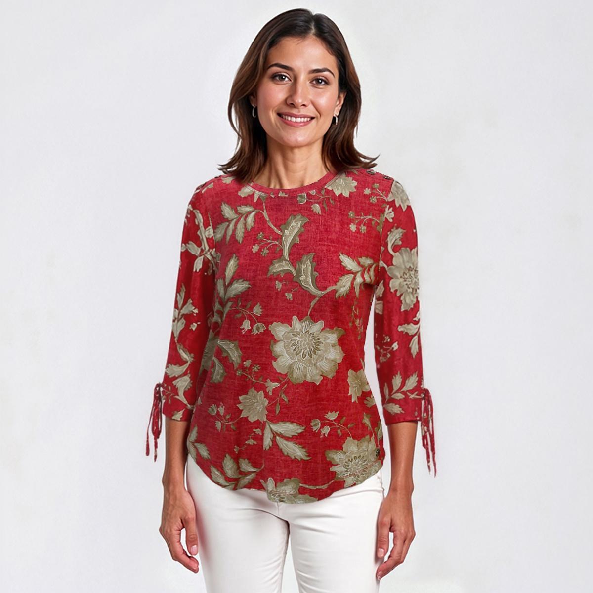 Click here for Womens Tommy Hilfiger 3/4 Ruched Sleeve Floral Blo... prices