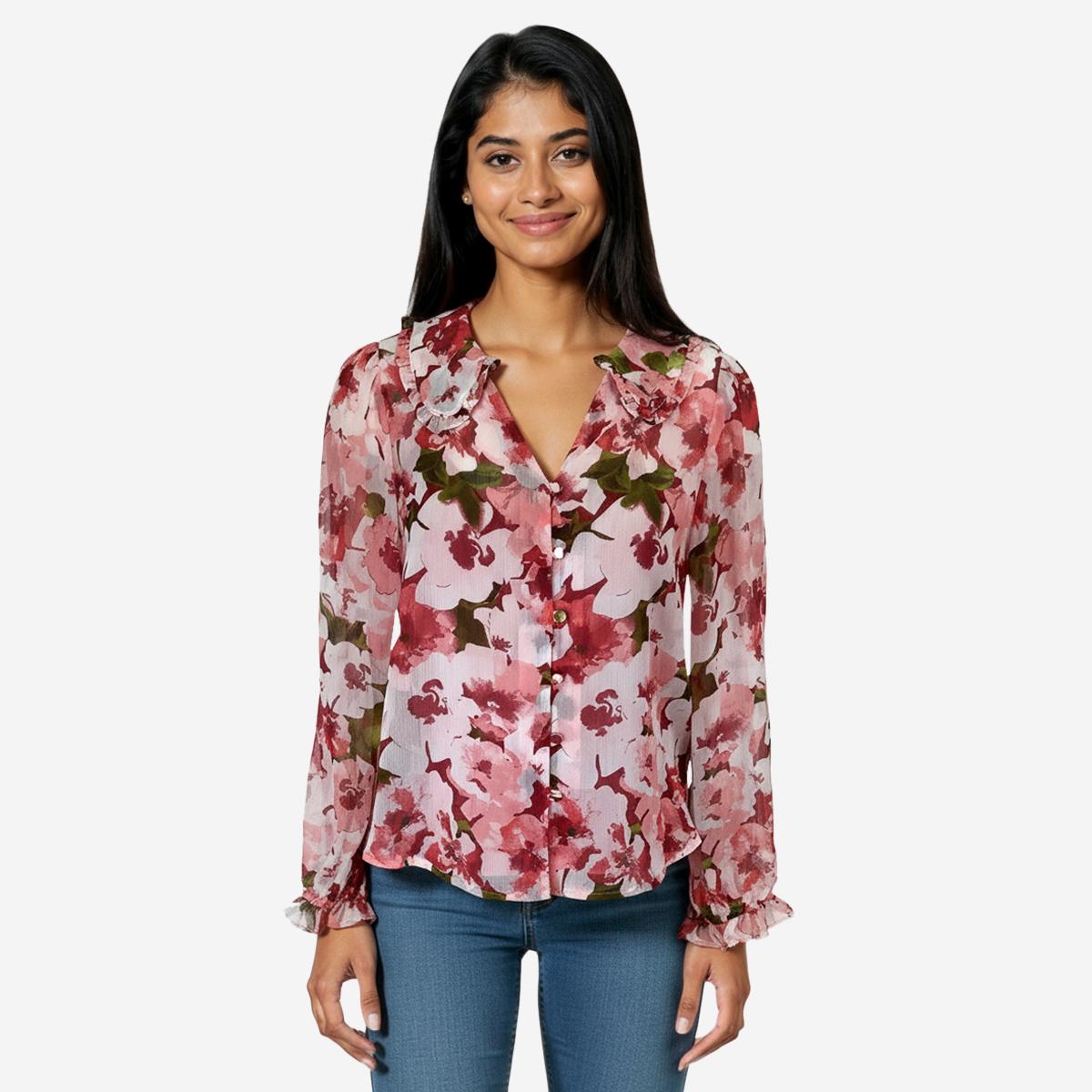 Click here for Juniors. A. Byer Long Sleeve Floral Ruffle Collar... prices