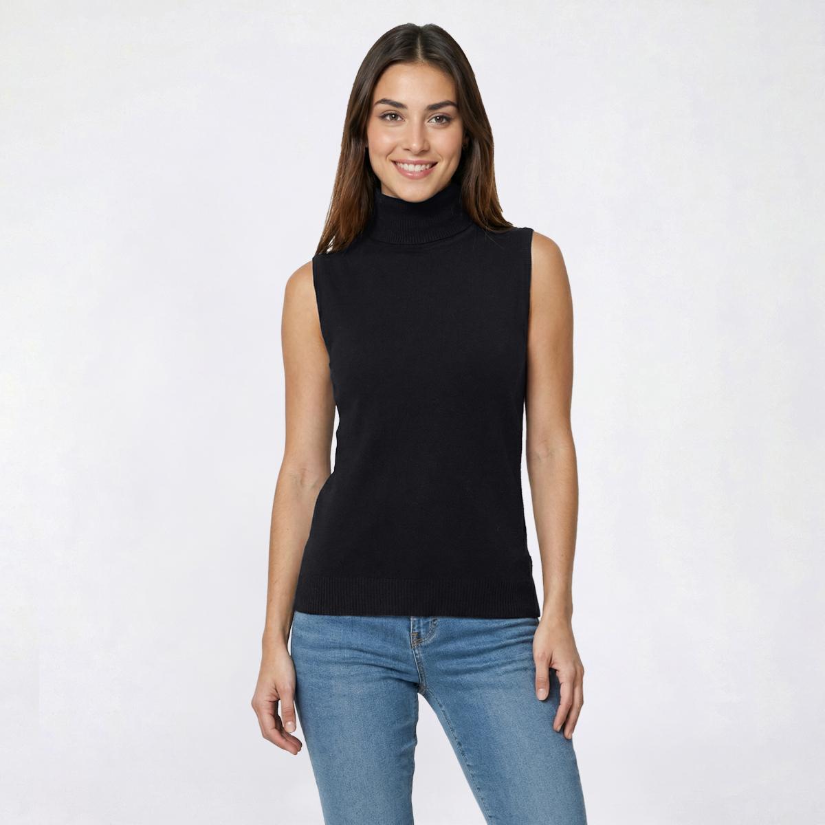 Click here for Womens Cable & Gauge Sleeveless Solid Turtleneck S... prices
