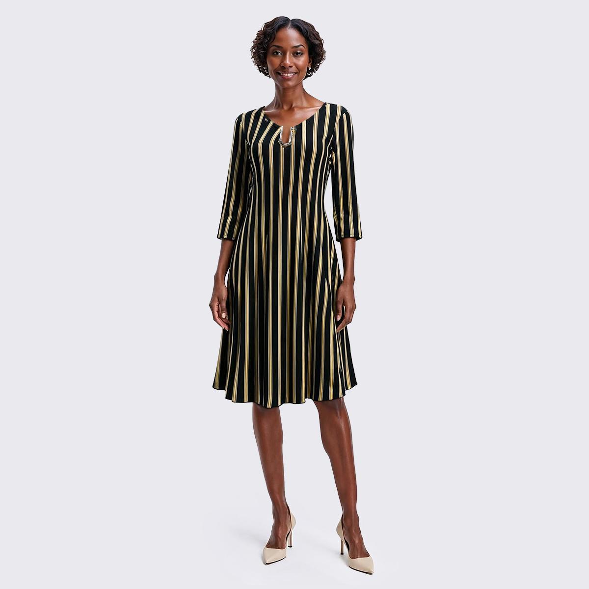 Click here for Womens Sami & Jo 3/4 Sleeve Stripe A-Line Dress prices