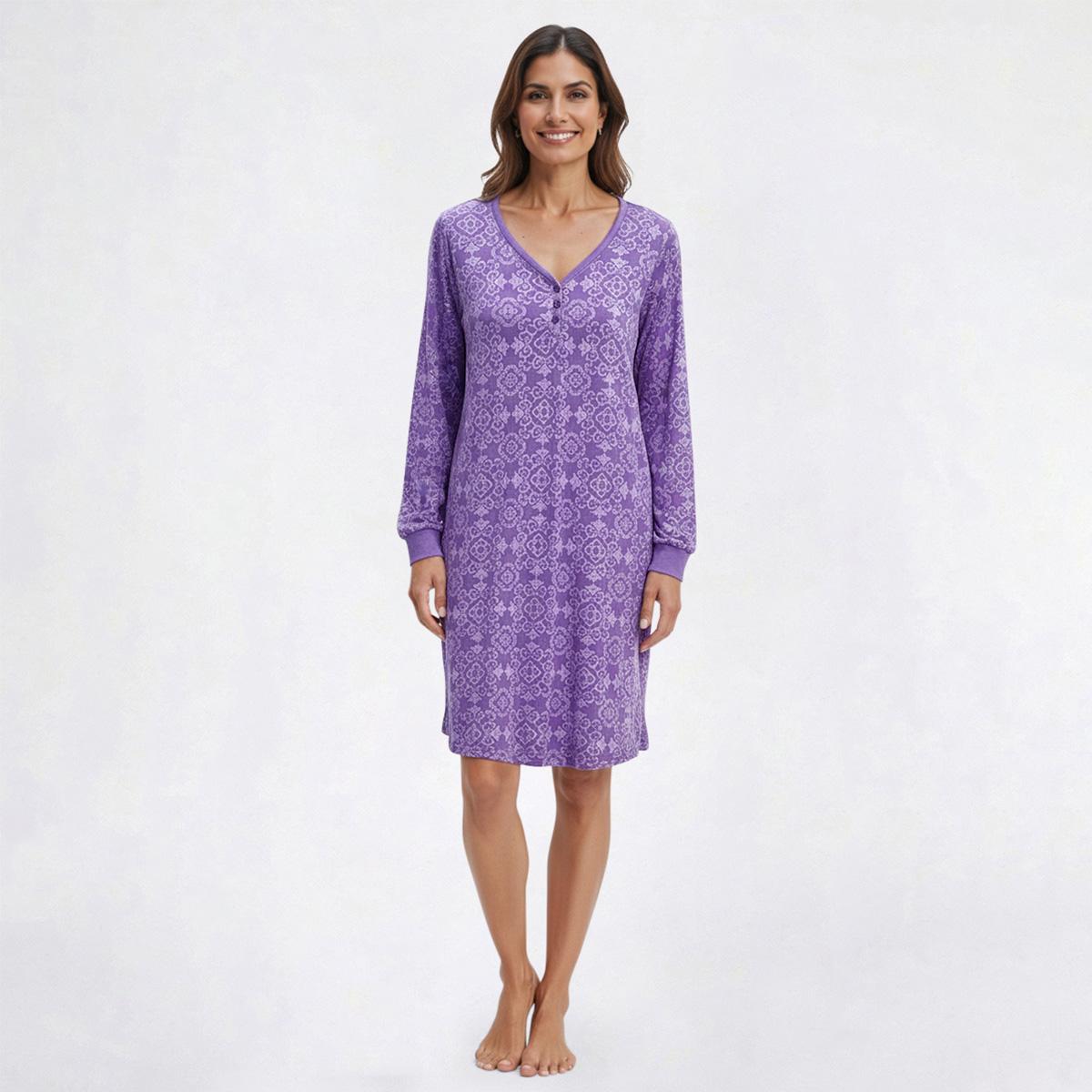 Click here for Womens White Orchid Silky Velour Damask Henley Nig... prices