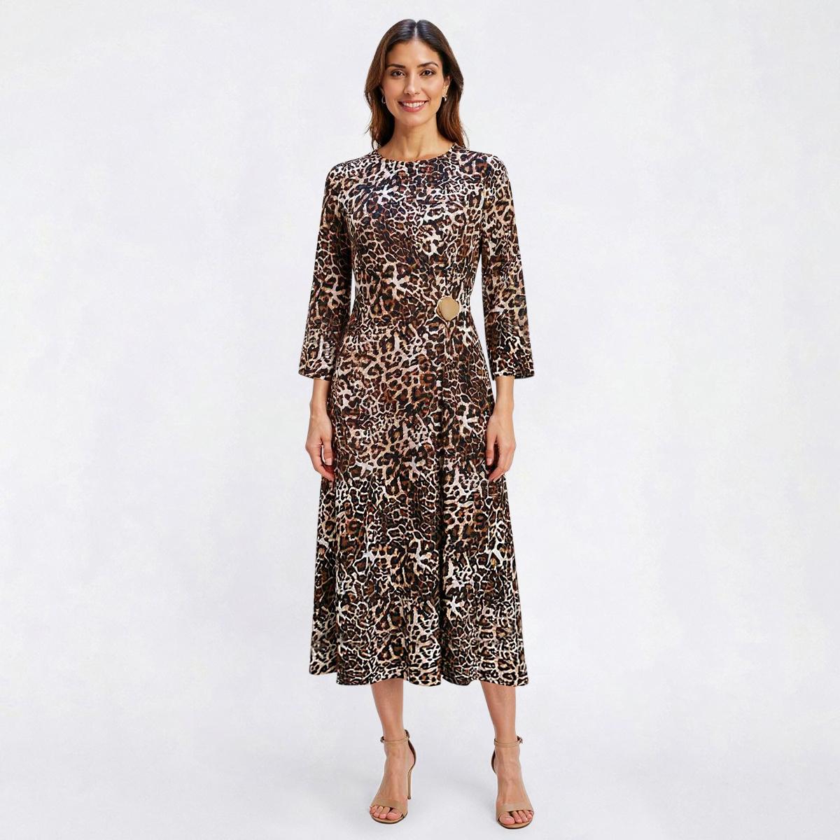 Click here for Womens Harlow & Rose 3/4 Sleeve Leopard A-Line Dre... prices
