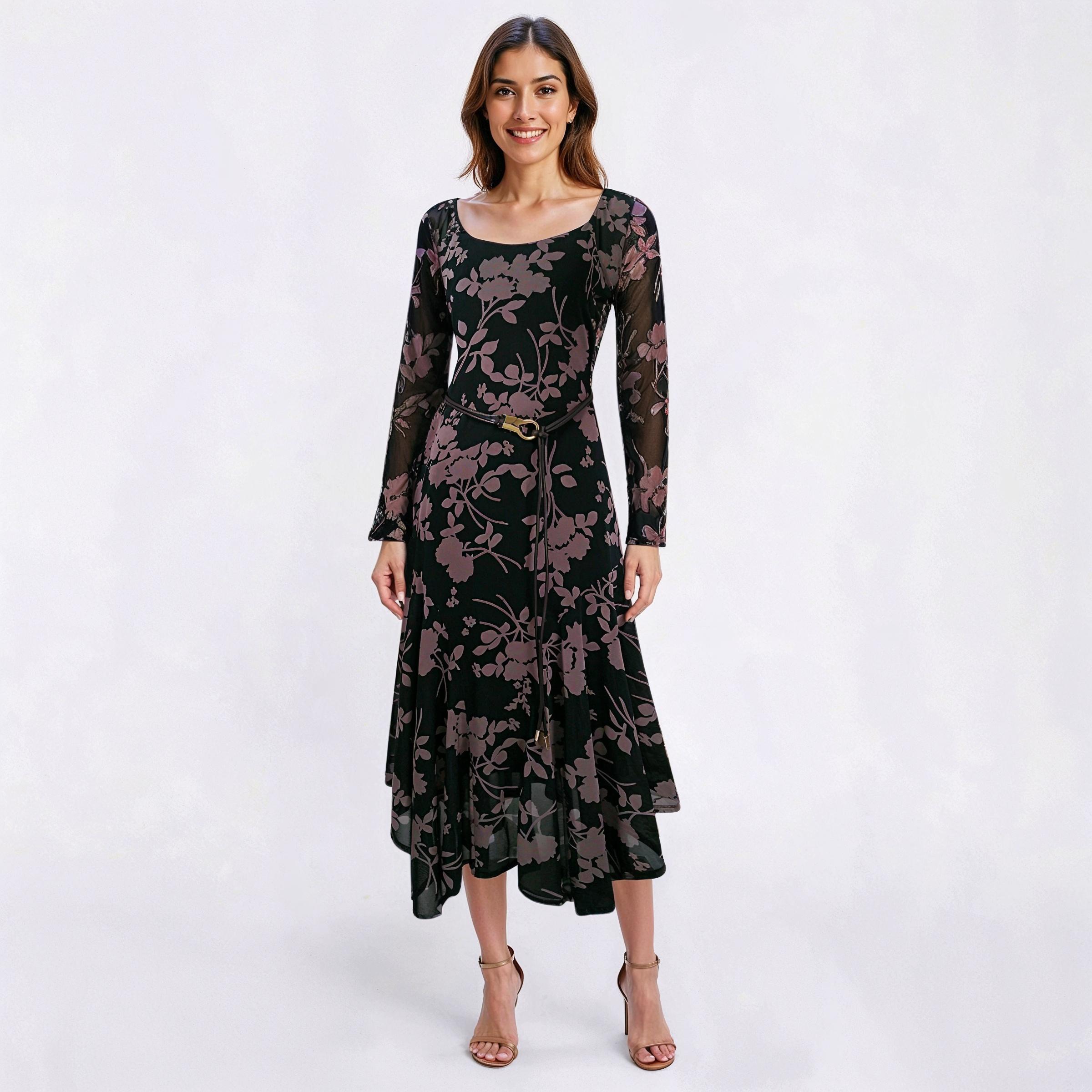 Click here for Womens Harlow & Rose Long Sleeve Belted Floral Mid... prices