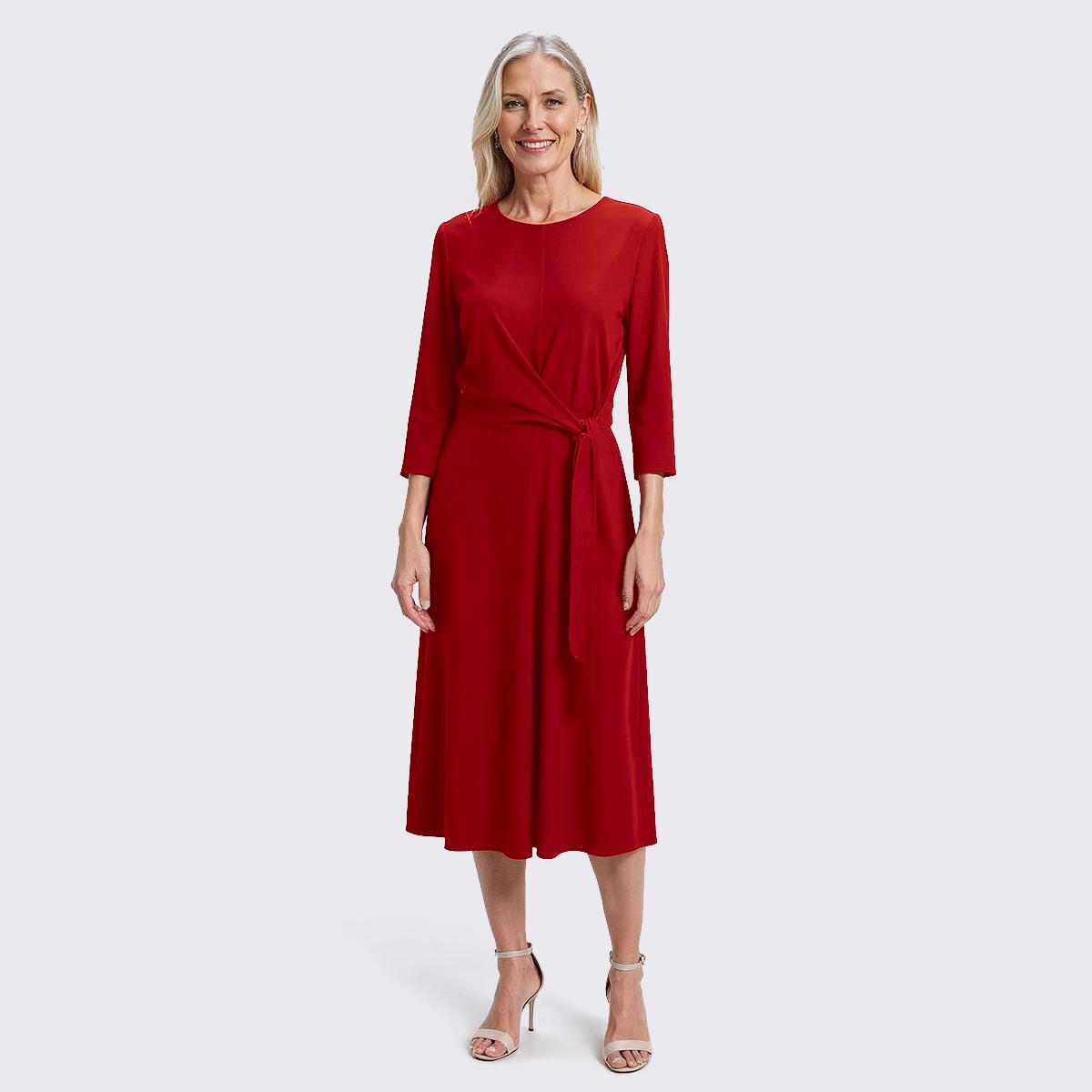 Click here for Womens Perceptions 3/4 Sleeve Solid Side Tie Shift... prices